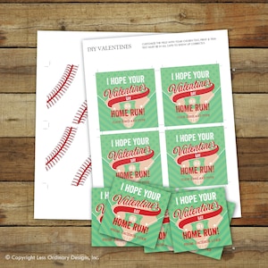Baseball Valentine's Day Card for Kids Classroom - Printable Home Run ...