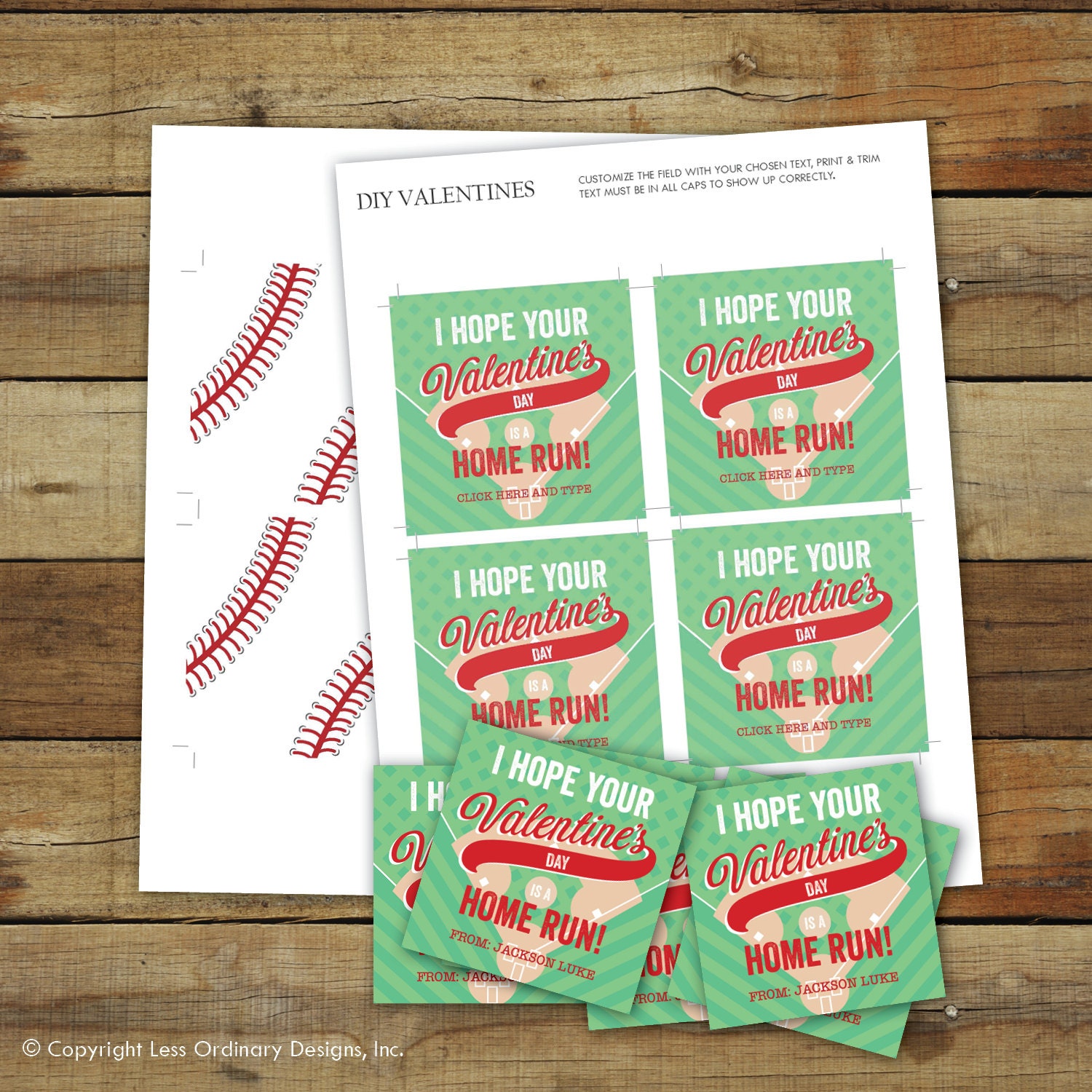 Printable Baseball Valentine's Day Card Home Run Sports - Etsy