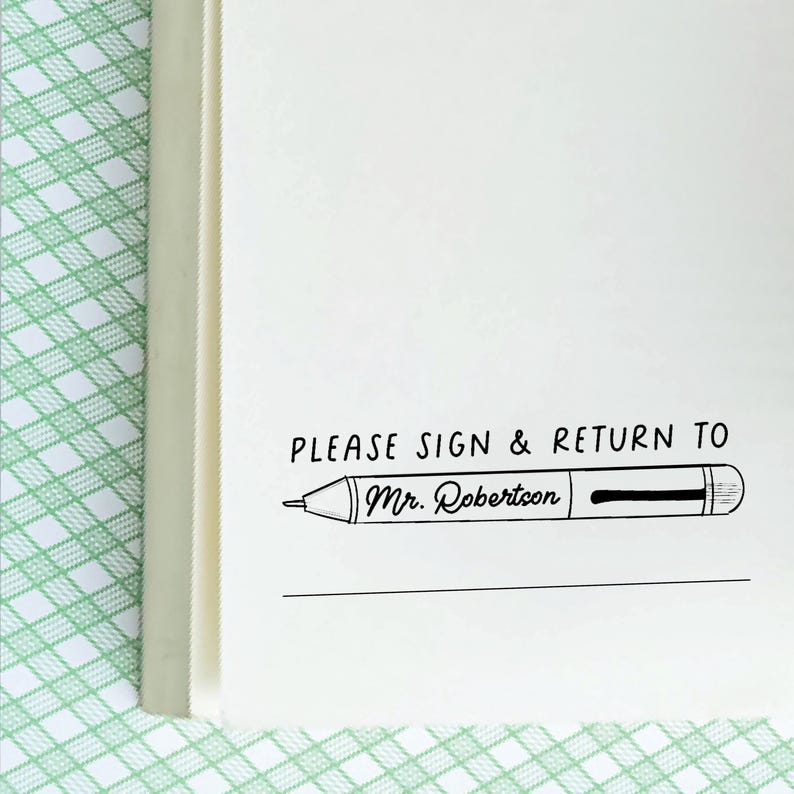 Custom 'please Sign and Return To' Teacher Stamp - Modern Teacher Stamp ...