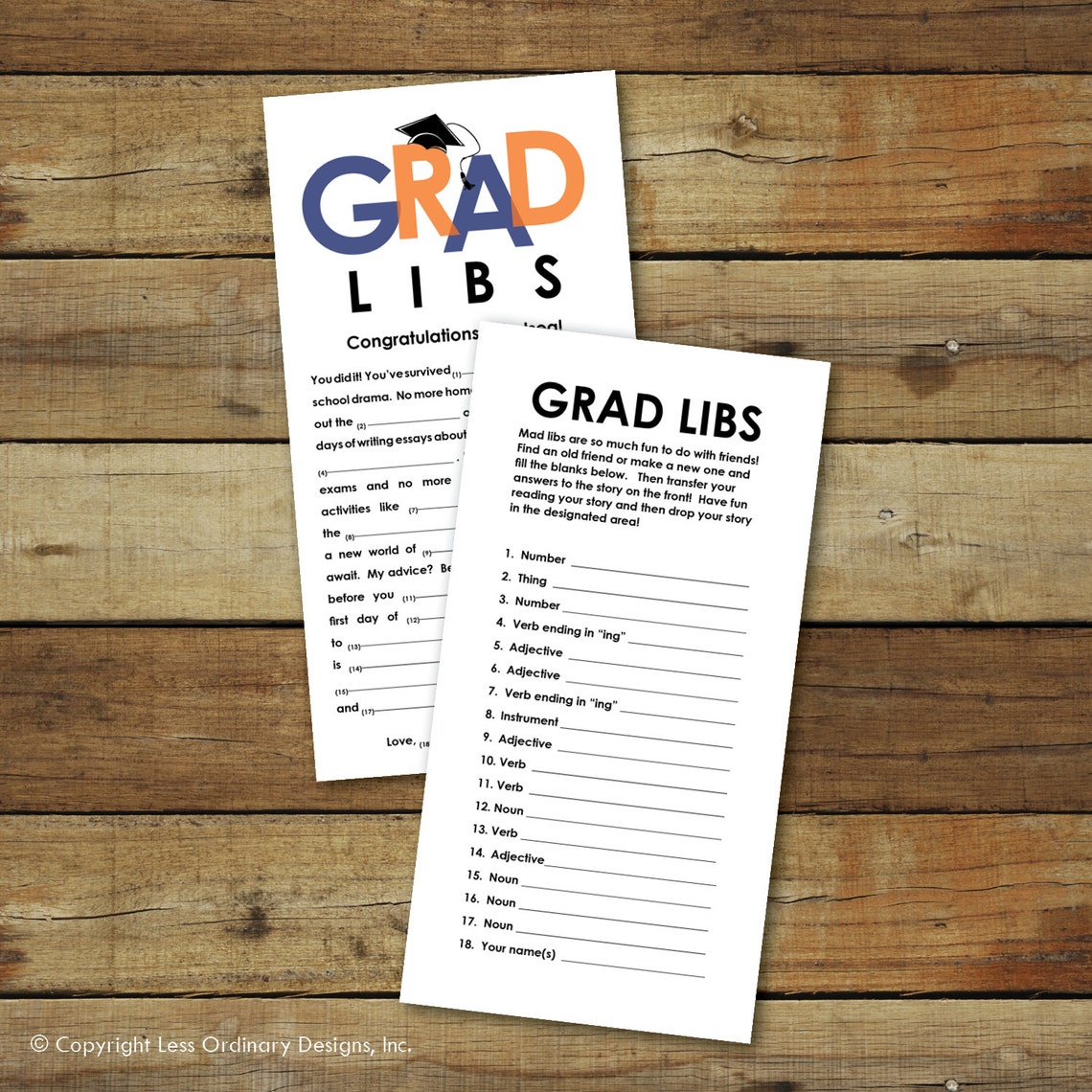 Grad Libs Graduation Graduation Mad Lib Advice Cards - Etsy