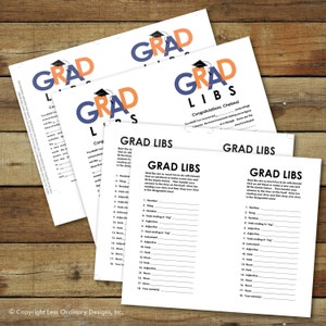 Grad Libs - Graduation Graduation Mad Lib Advice Cards, Printable ...