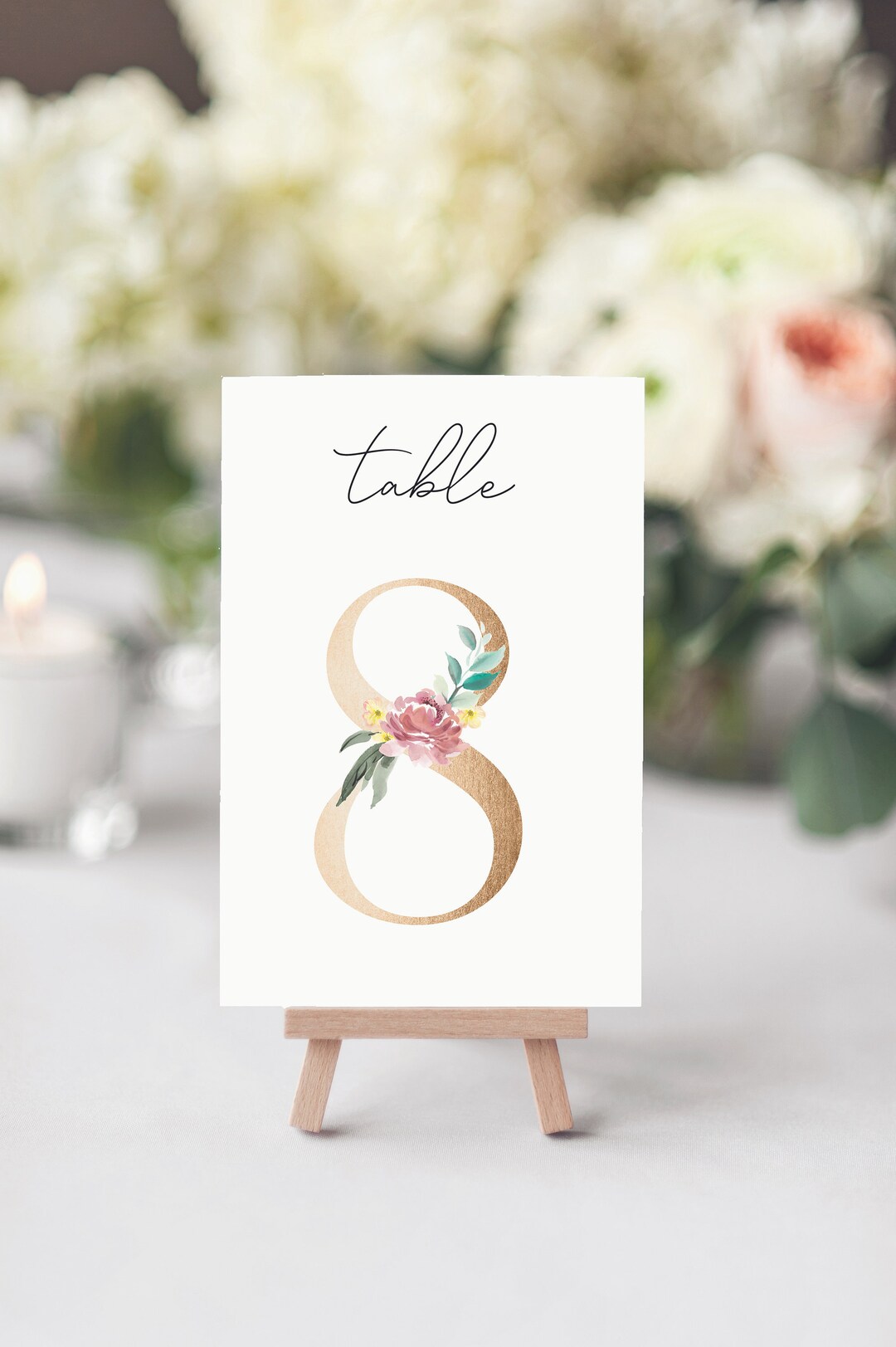 Pink Flower Table Numbers Floral Wedding Table Numbers White Background ...