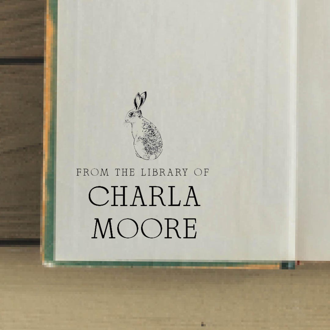 Personalized Bunny Book Stamp: Vintage-inspired Bookplate Imprint ...
