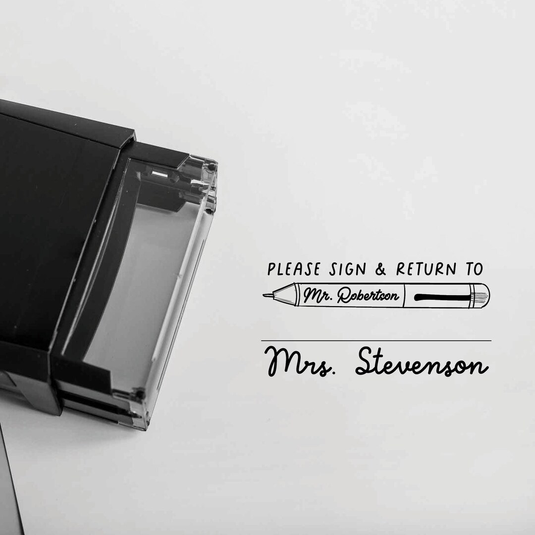 Custom 'please Sign and Return To' Teacher Stamp - Modern Teacher Stamp ...
