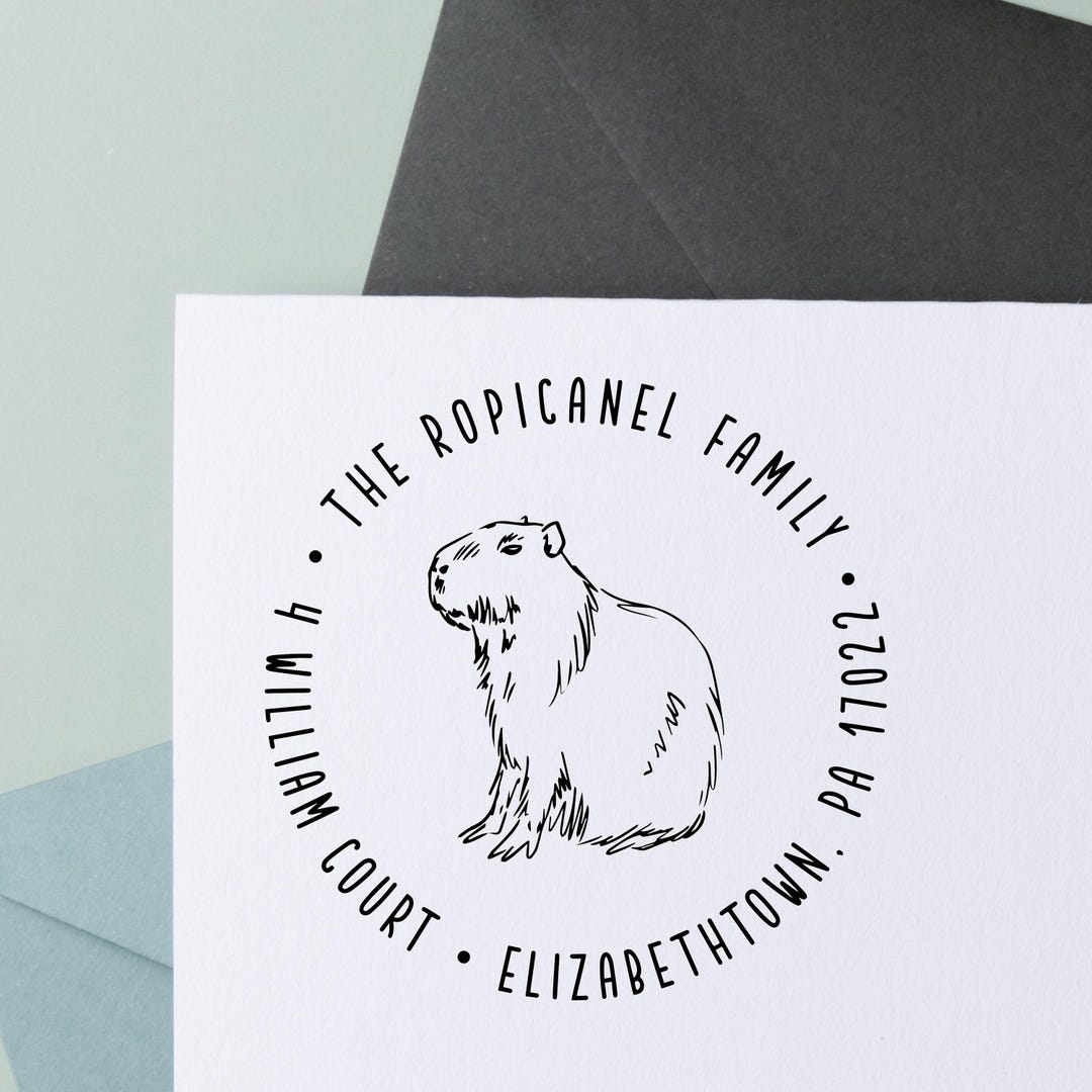 Capybara Return Address Stamp - Capybara Gift - Family Rubber Stamp ...
