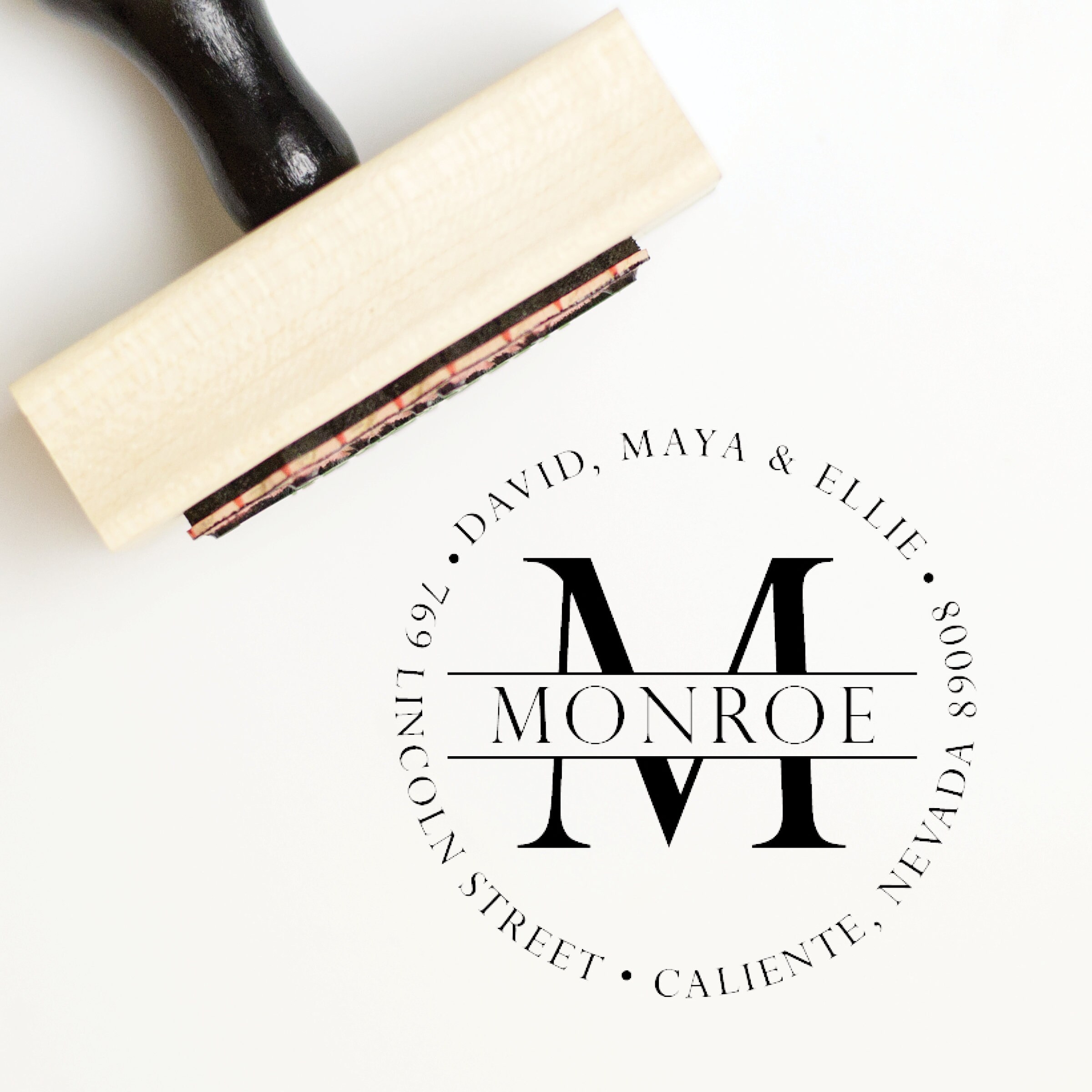 Round Address Stamp Monogram Address Stamp Self Inking - Etsy