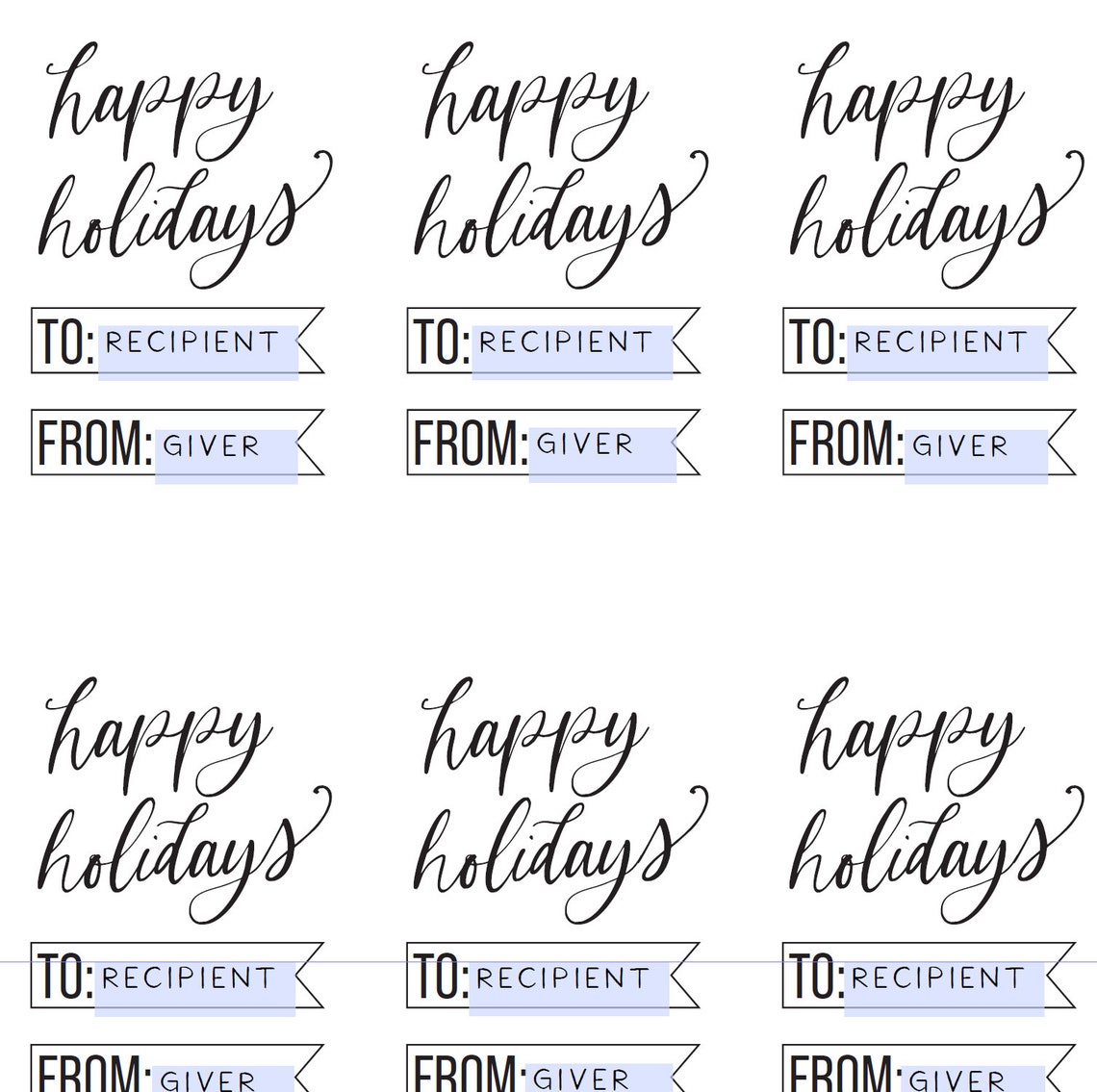 Simple Happy Holidays Gift Tag Printable Christmas Gift Tag - Etsy