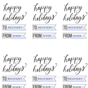 Simple Happy Holidays Gift Tag - Printable Christmas Gift Tag ...