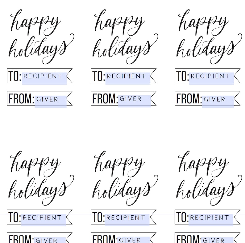 Simple Happy Holidays Gift Tag Printable Christmas Gift Tag - Etsy