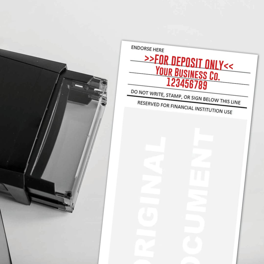 Custom Bank Deposit Stamp for Business, Mobile Endorsement & Back of ...