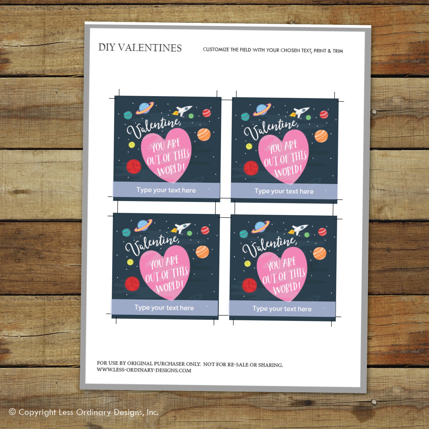 Outer Space Valentines for Girls You Are Out of This World - Etsy
