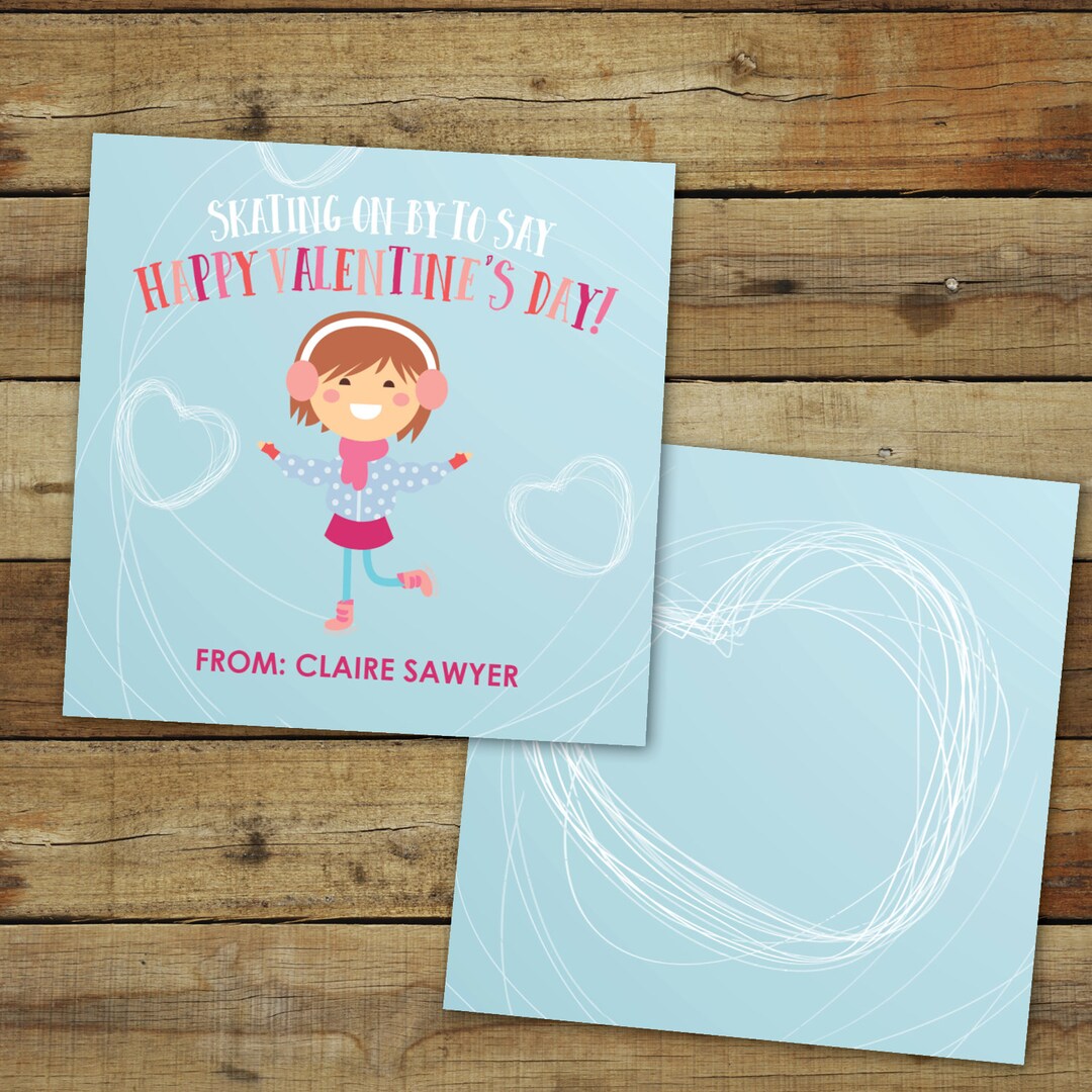 Ice Skating Valentines - Printable Ice Skater Valentine - Classroom ...