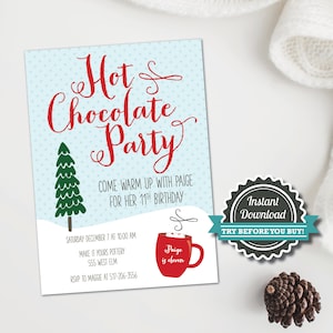Hot Chocolate Party Invitation, Hot Chocolate Printable, Printable Hot ...
