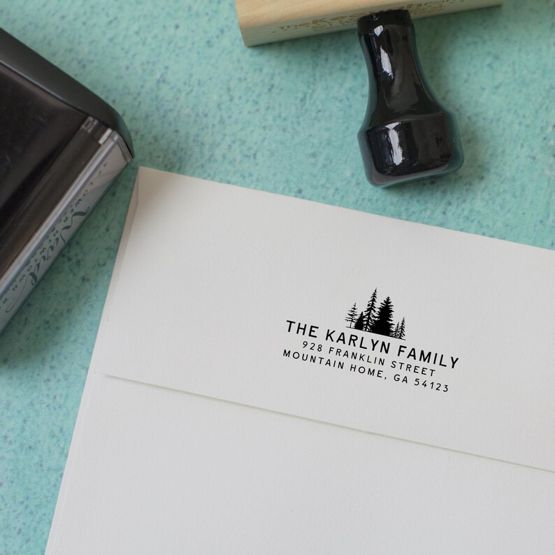 Custom Address Stamp Pine Tree Return Address Stamp, Evergreen Tree ...