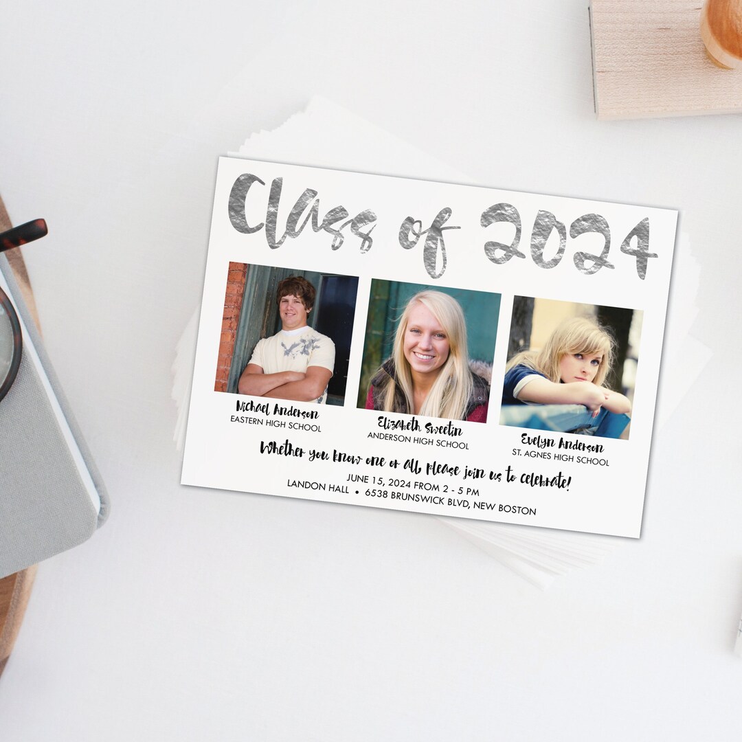 Multi-graduate Photo Invitation Cards - Combined Graduation Party for ...