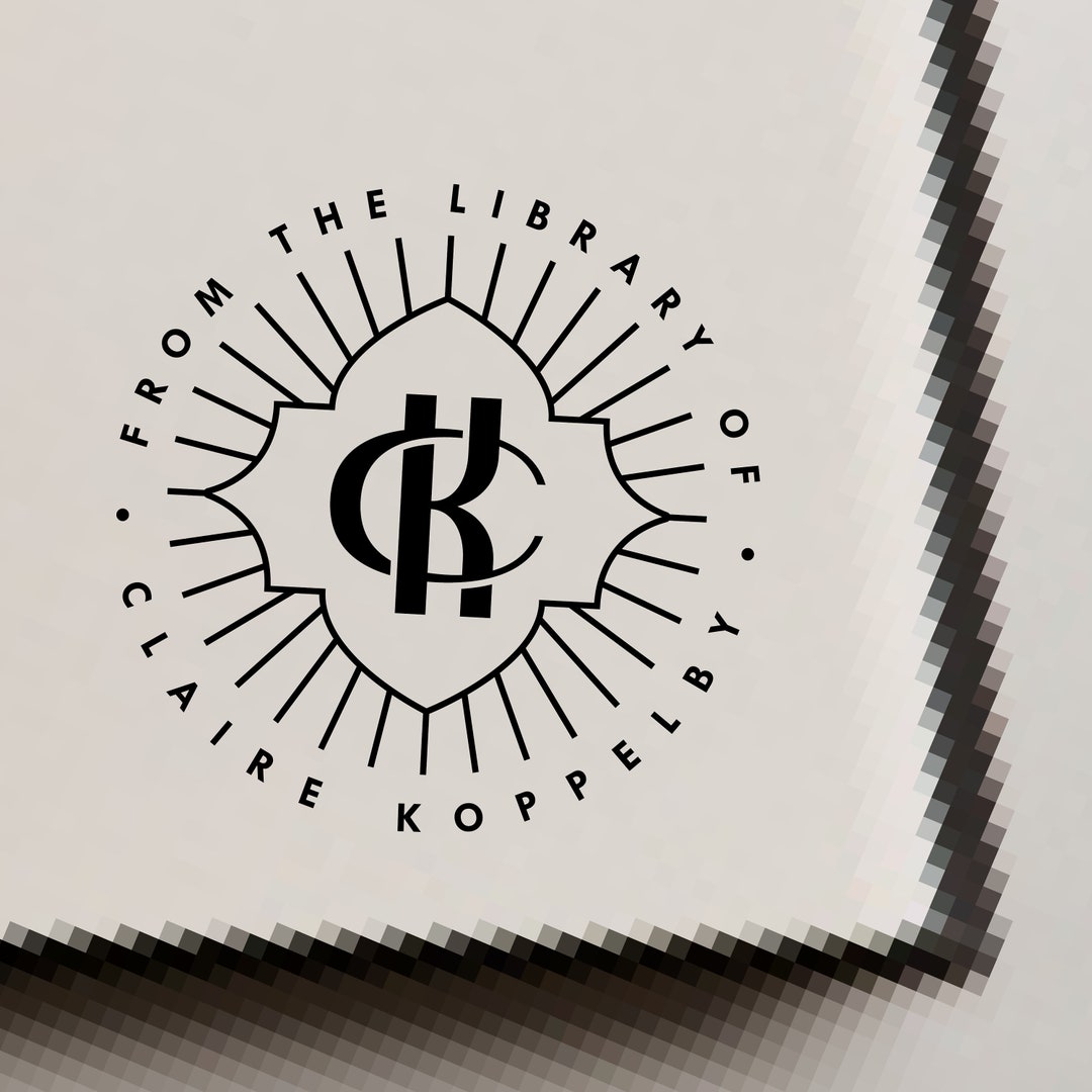 Elegant Art Deco Monogram Library Stamp Personalized Book Embosser ...