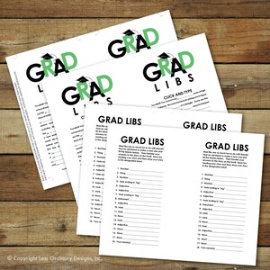 Grad Libs - Graduation Mad Lib Advice Cards in Green and Black ...