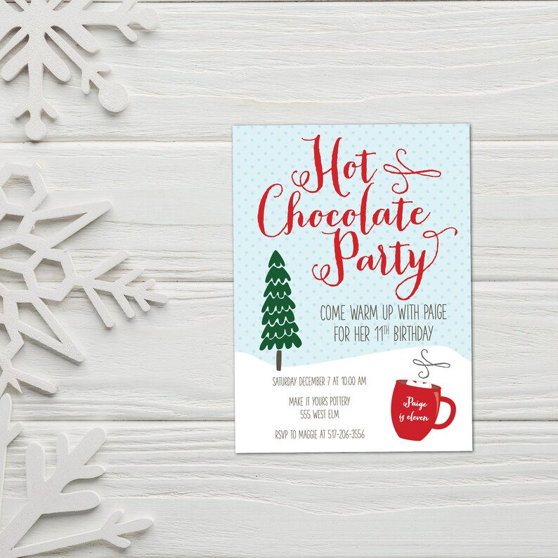 Hot Chocolate Birthday Party Invitation Winter Birthday - Etsy