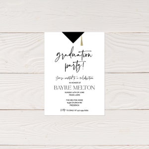 Graduation Party Invitation With Graduation Cap and Tassel, Simple ...