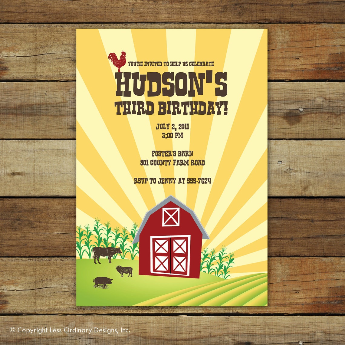Farm birthday party invitation Vintage barnyard vintage barn | Etsy