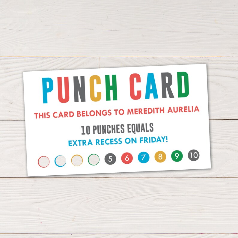 Printable Punch Cards Incentive Cards for Students and - Etsy Canada