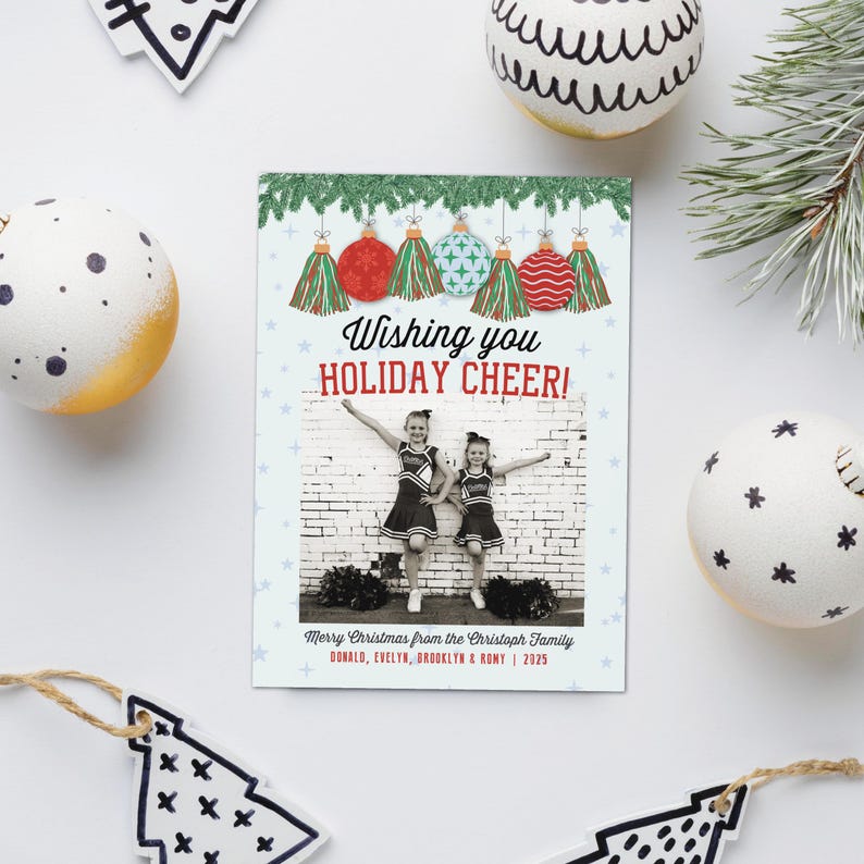 Cheerleader Christmas Card | Holiday Cheer Photo Card | Custom Sports ...