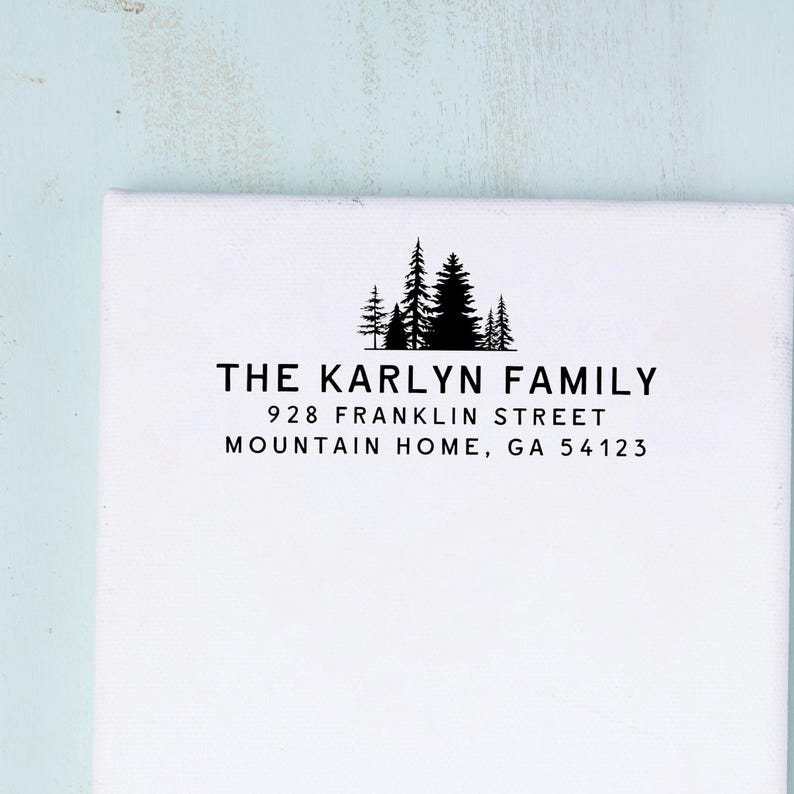Custom Address Stamp Pine Tree Return Address Stamp, Evergreen Tree ...