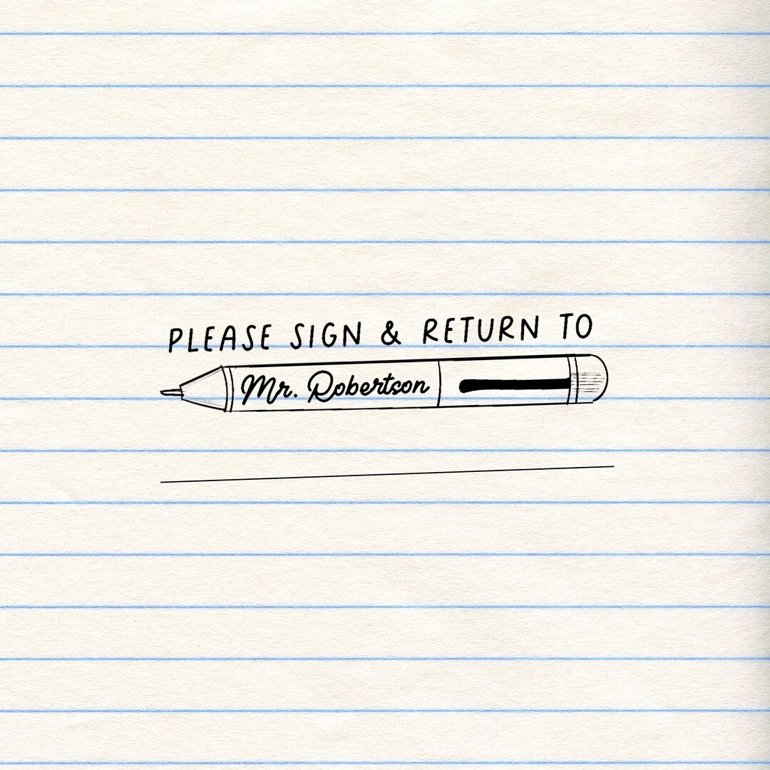 Custom 'please Sign and Return To' Teacher Stamp - Modern Teacher Stamp ...