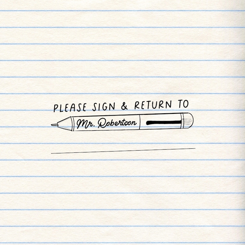 Custom 'please Sign and Return To' Teacher Stamp - Modern Teacher Stamp ...