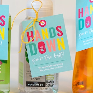 Teacher Appreciation Week Hand Soap Tags - Hands Down You're the Best ...