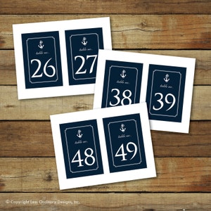 Nautical Table Numbers 26 THROUGH 50 - Nautical Wedding Table Numbers ...