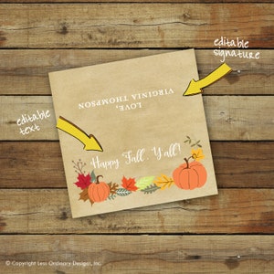 Printable Pumpkin Treat Bag Toppers With Fall Leaves, Editable Text for ...
