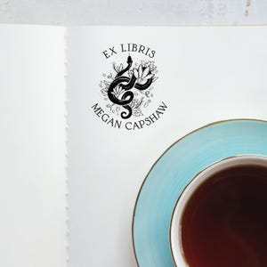 Botanical Snake Book Stamp - Custom Ex Libris - Personalized Bookplate ...
