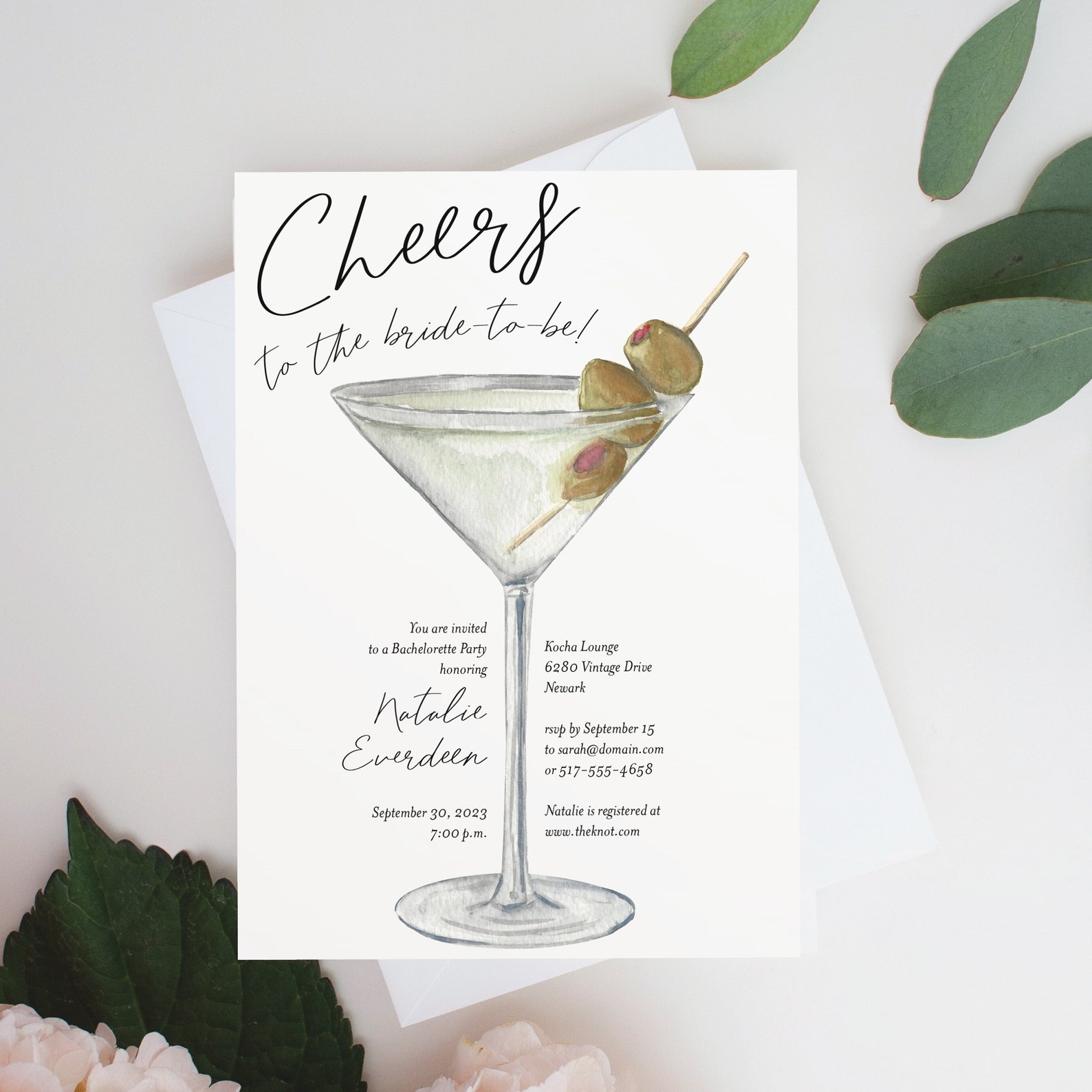 Modern Martini Bachelorette Party Invite Sleek Cheers - Etsy