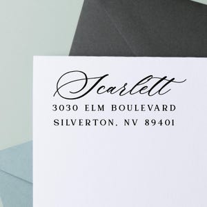 Custom Address Stamp With Calligraphy Font - Elegant Script Return ...
