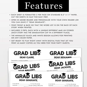 Customizable Graduation Mad Libs for High School & College - Printable ...