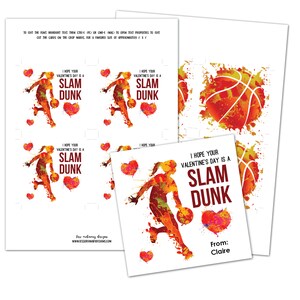 Girl Basketball Valentine's Day Card - Slam Dunk Valentine From a Girl ...