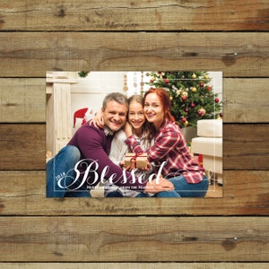 Blessed Christmas Card, Holiday Photo Card, Printable Blessed Christmas ...