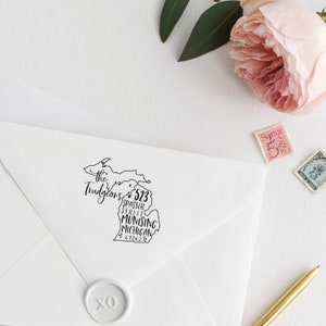 Michigan Address Stamp Self Inking Return Address Stamp Personalized ...