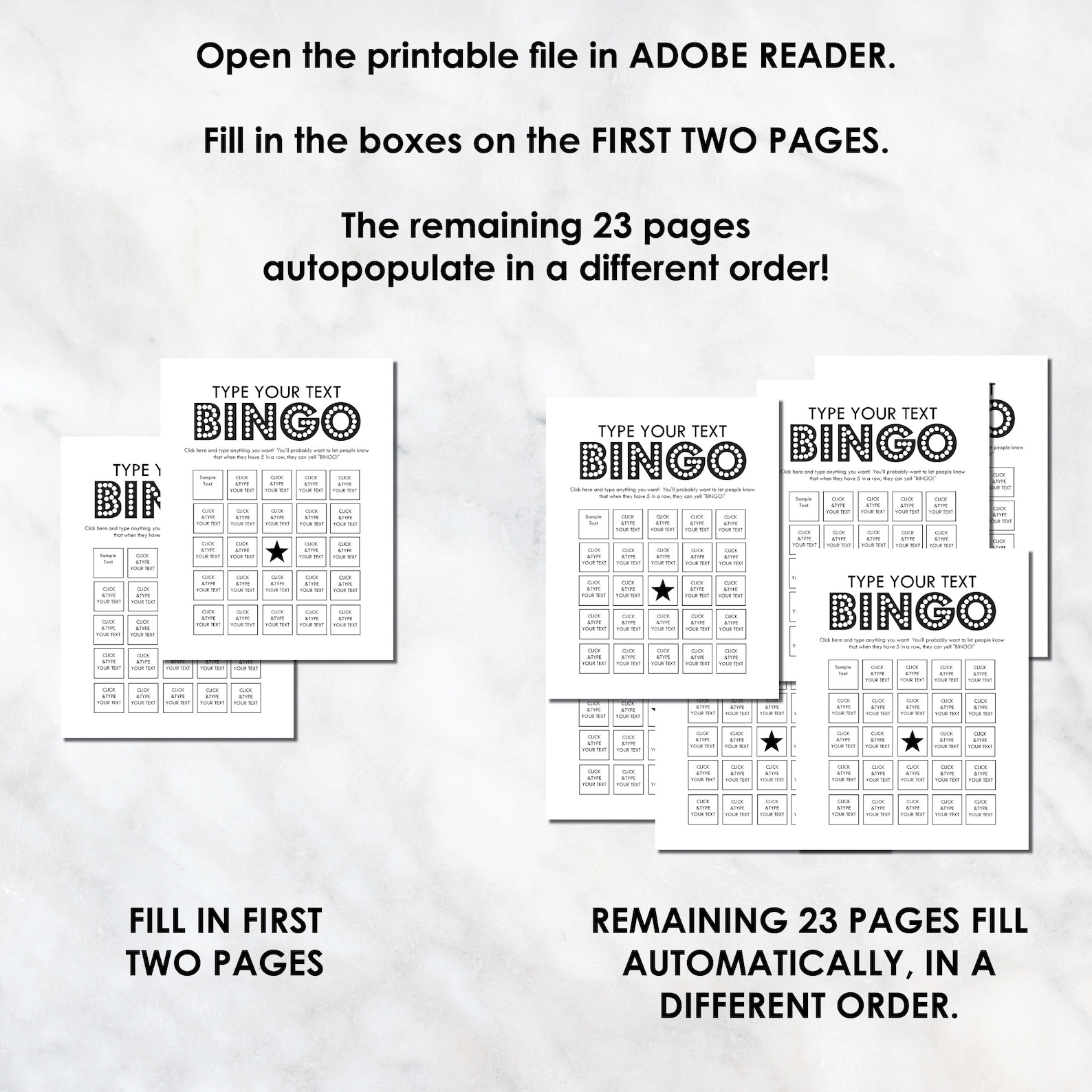 Bingo Cards Custom Bingo Cards type your own text cards | Etsy