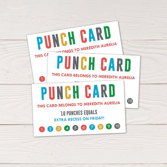 Printable Punch Cards Incentive Cards for Students and | Etsy Australia