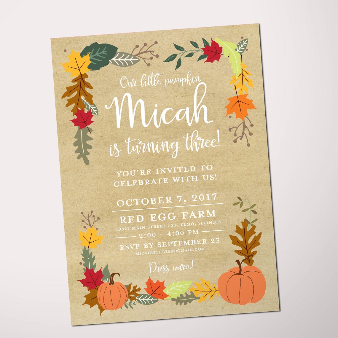 Fall Birthday Party Invitation Fall Leaves Birthday Party - Etsy