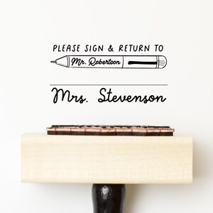 Custom 'please Sign and Return To' Teacher Stamp - Modern Teacher Stamp ...