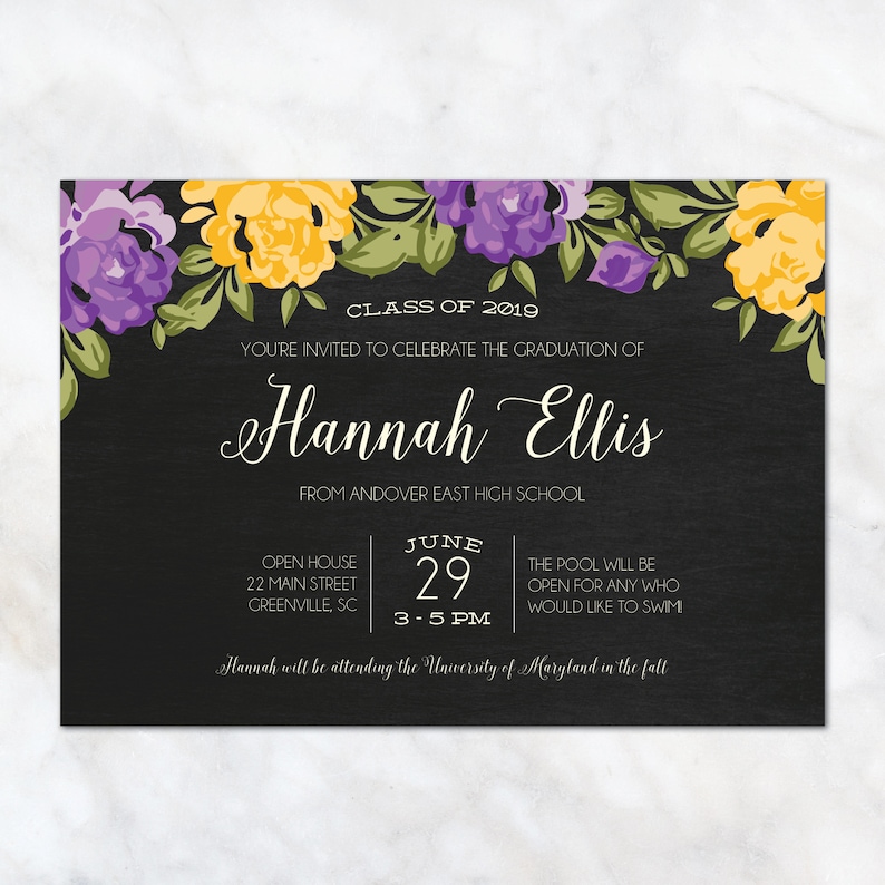 Yellow Rose Graduation Party Invitation Graduation Party - Etsy