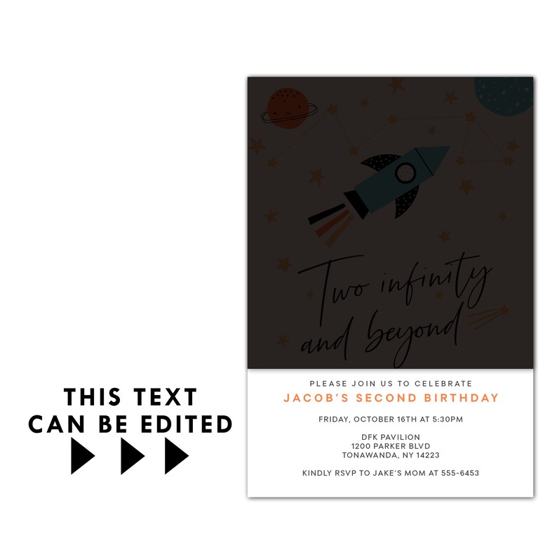 Space Birthday Party Invitation Two Infinity and Beyond | Etsy