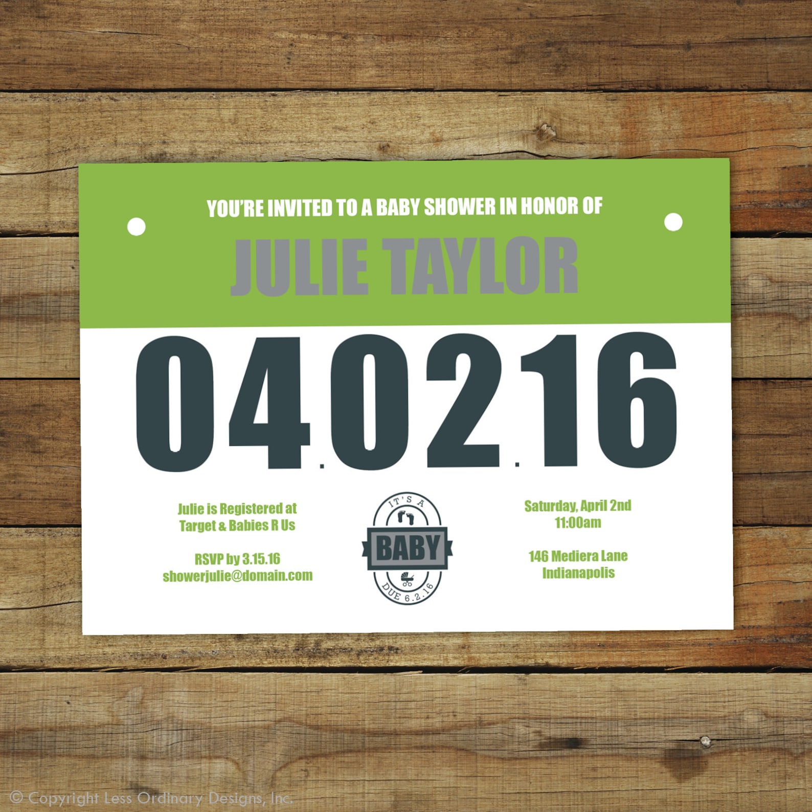 Runner's Bib Baby Shower Invitation Marathon Baby Shower - Etsy