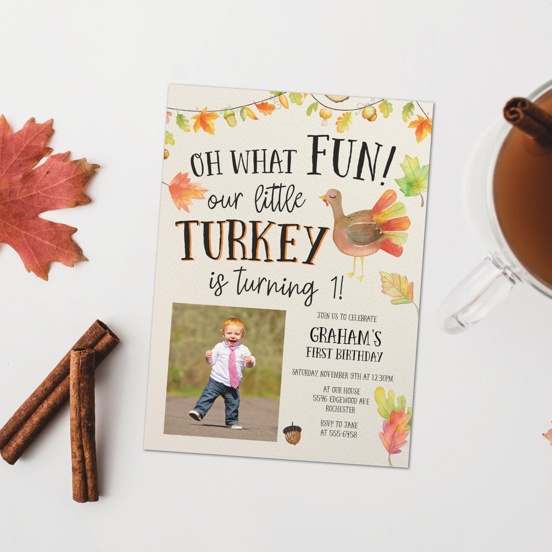Turkey Birthday Party Invitation, Thanksgiving Birthday Party Invite ...