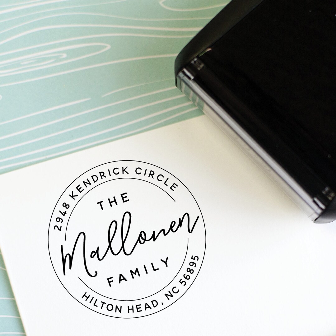 Round Address Stamp Self Inking Return Address Stamp Circle Rubber ...