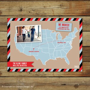 Map Moving Announcement, Map Photo Card, Cross Country Move, We've ...