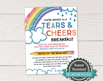 Back to School Invitation Tears and Cheers Breakfast - Etsy